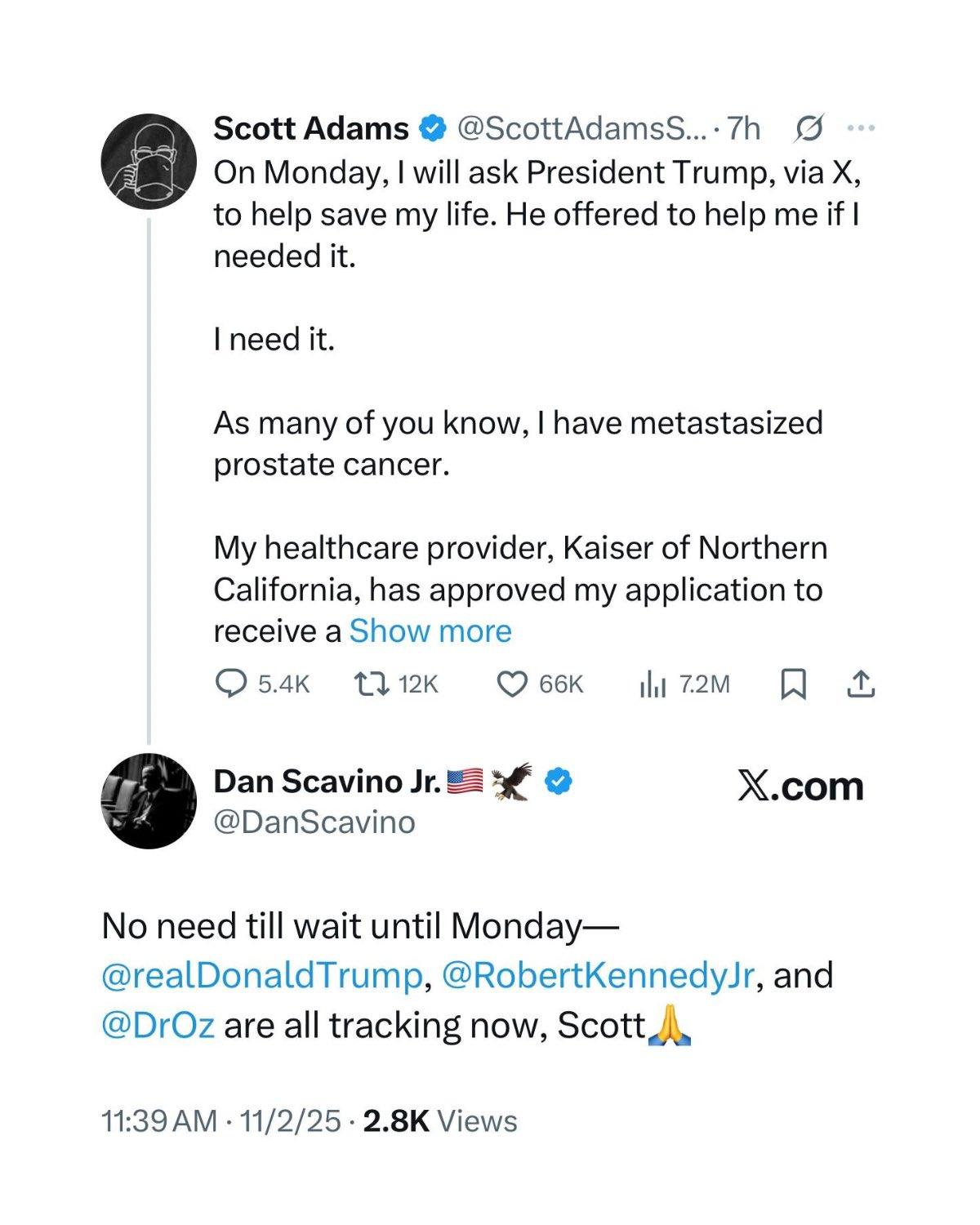 Scott Adams Asked POTUS and His Team to Help Him Get a Treatment to ...