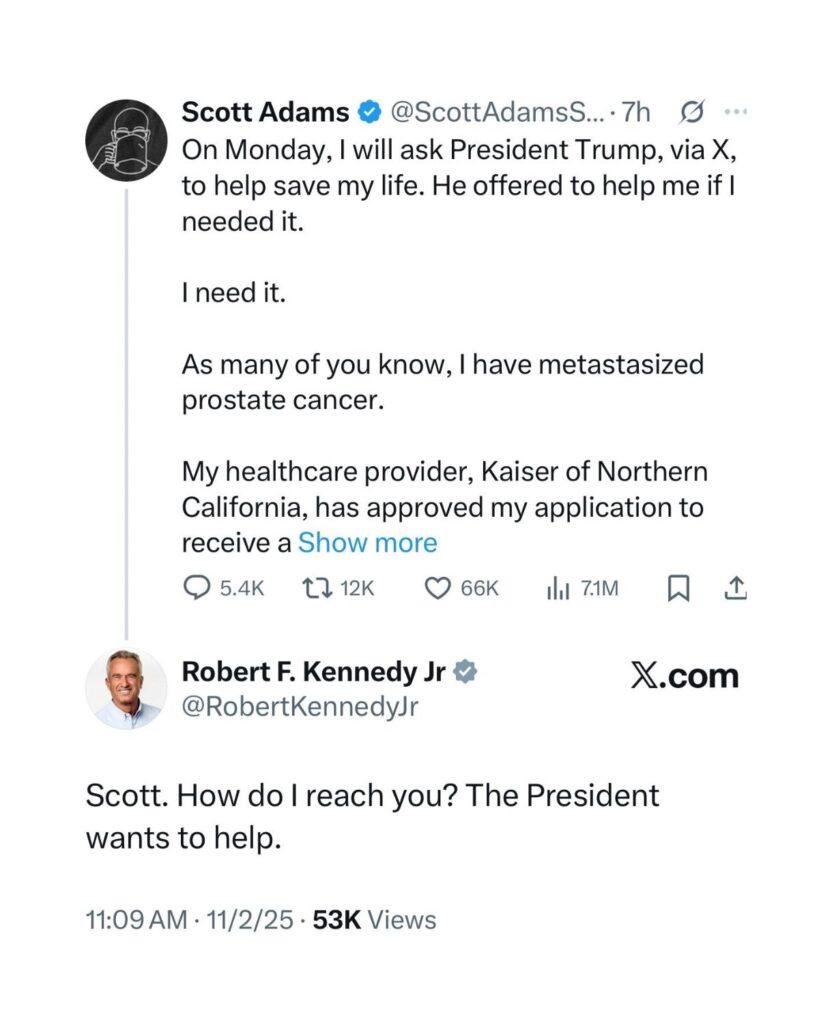 Scott Adams Asked POTUS and His Team to Help Him Get a Treatment to ...