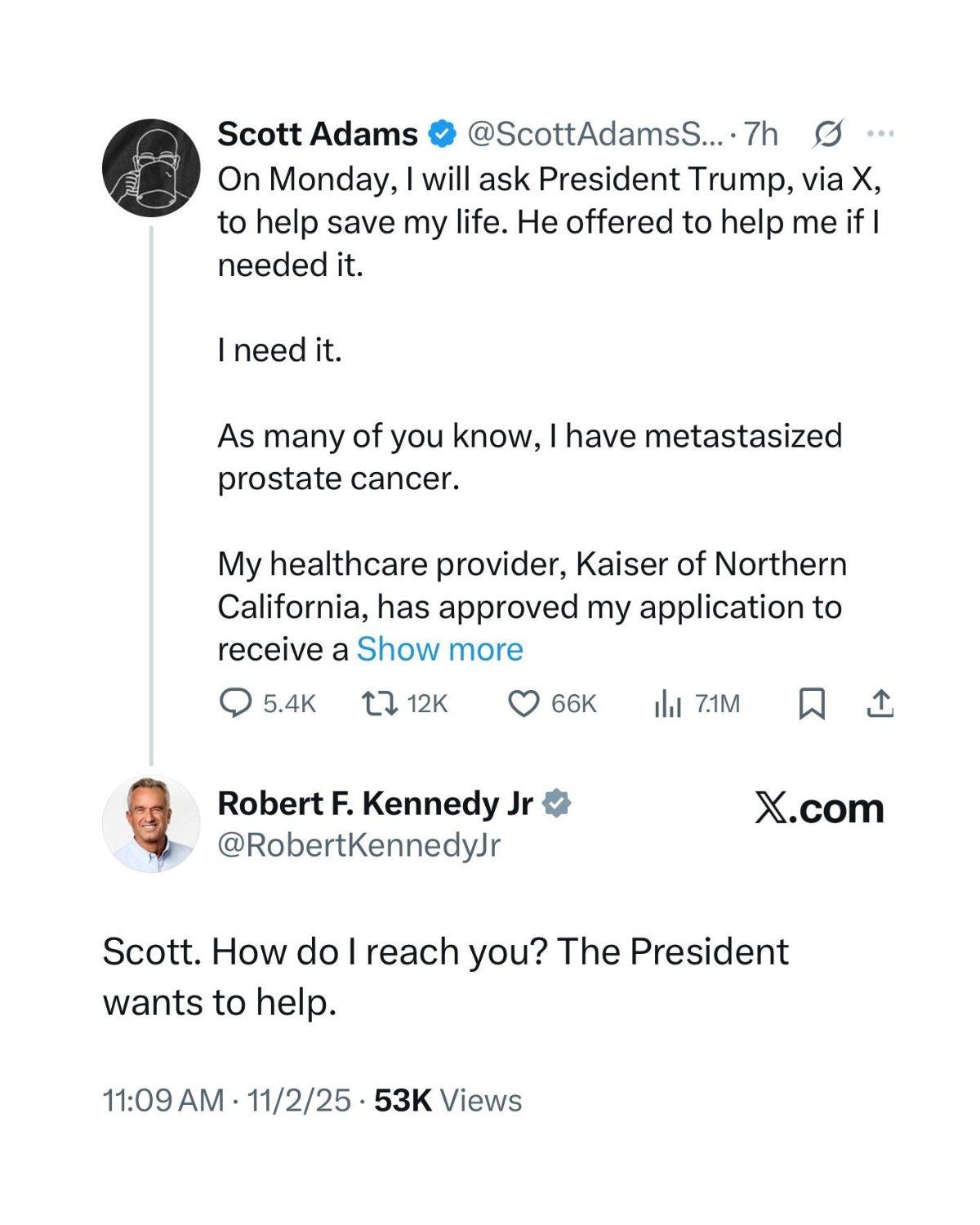 Scott Adams Asked POTUS and His Team to Help Him Get a Treatment to ...
